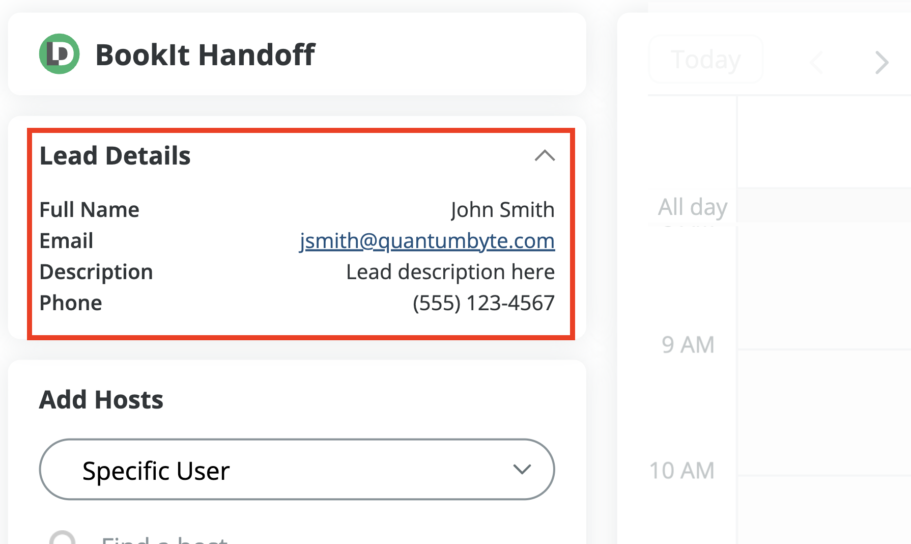 BookIt Handoff - User Interface Guide – LeanData Help Center