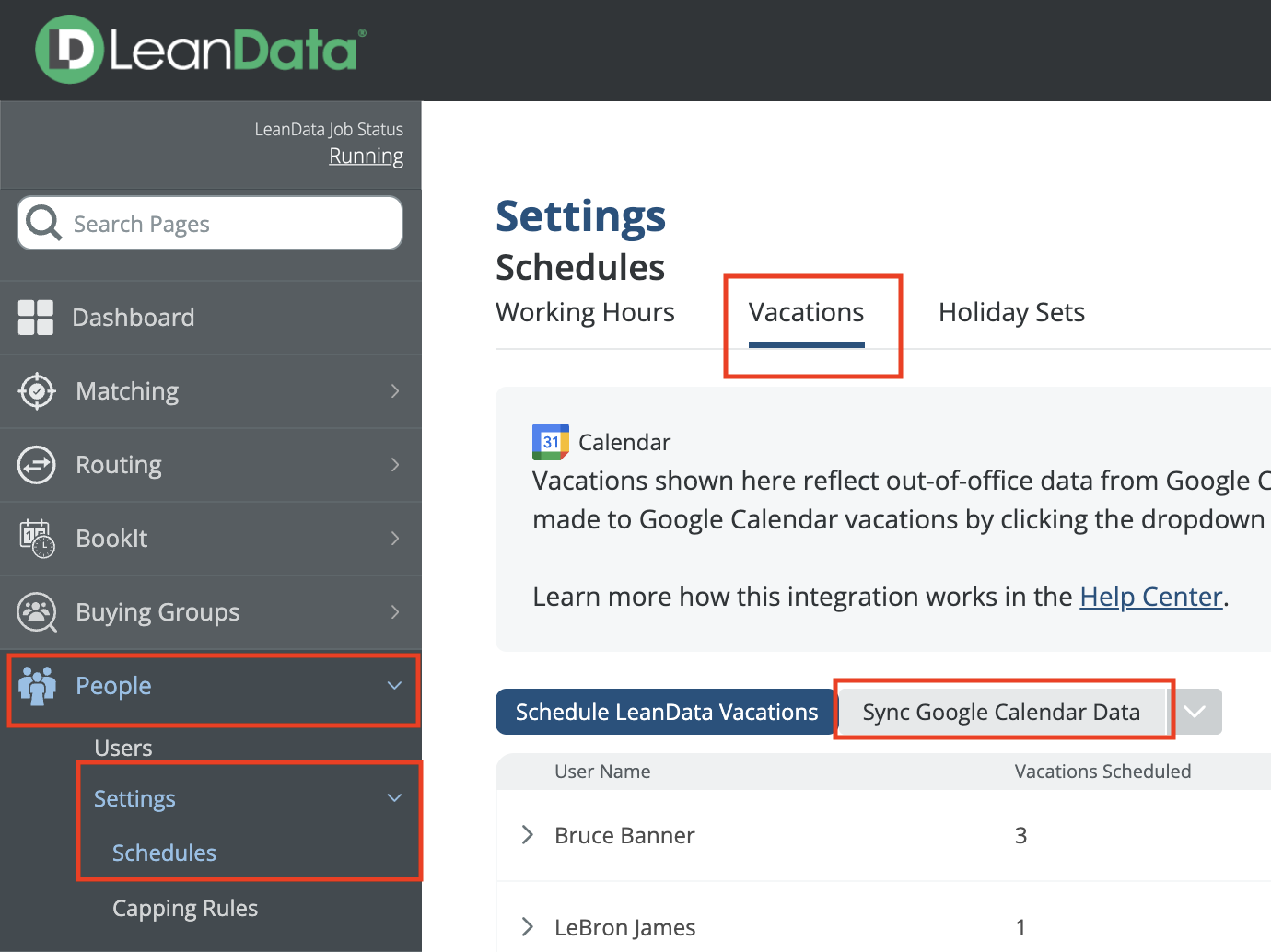 Google Calendar Vacations Integration – LeanData Help Center